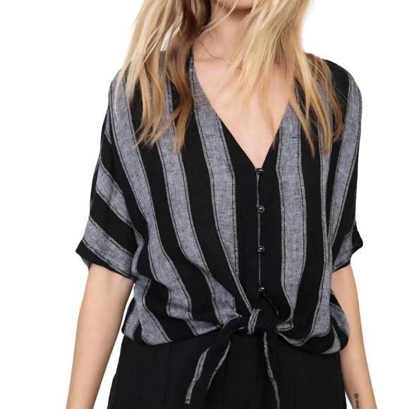 Rails | Tops | New Rails Thea Thompson Stripe Top In Blackgrey | Poshmark